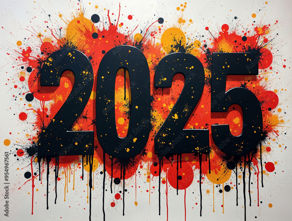 flat graffiti style letters 2025 symbol of the year. Generative AI ...