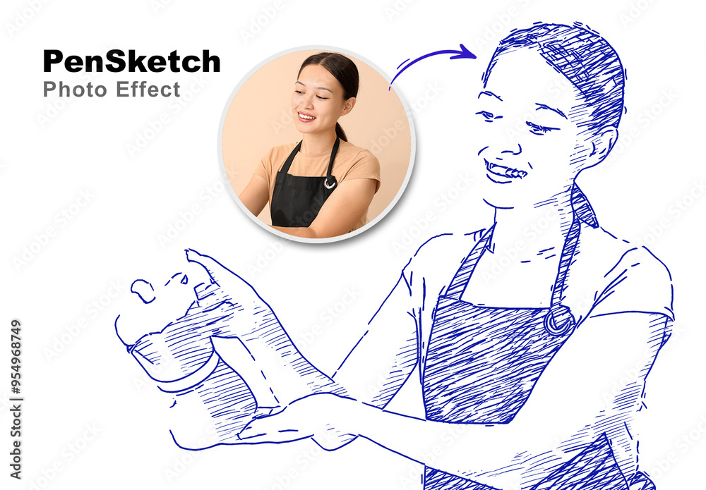 Pen Sketch Photo Effect Stock Template | Adobe Stock