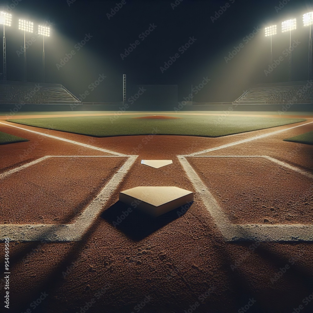 Baseball Stadium Stock Photo | Nighttime Sports Arena | Baseball Field ...