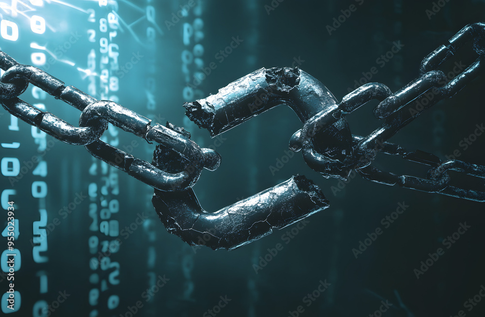 “A Broken Chain Split in Half with One End Connected to a Secure Lock ...