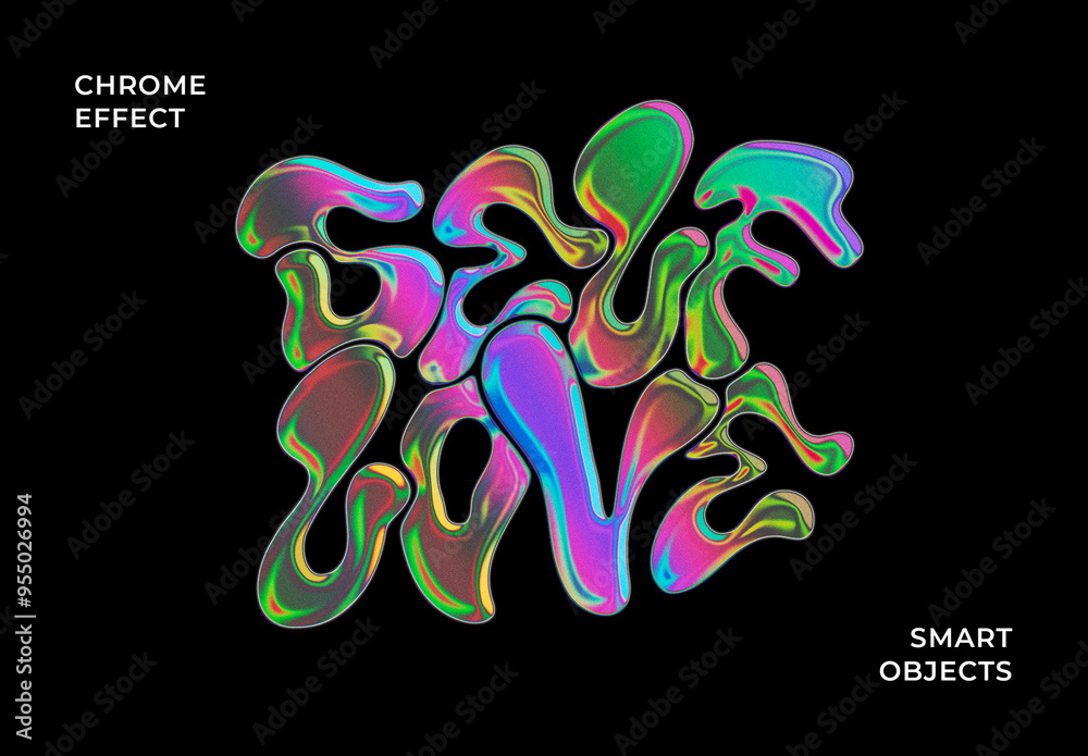 Holo Chrome Logo Effect Mockup Stock Template | Adobe Stock
