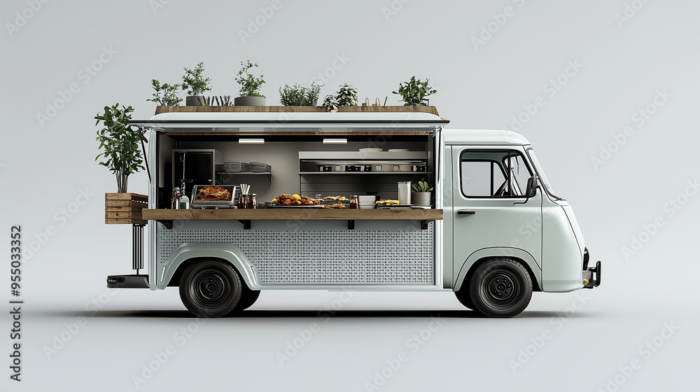 High-Resolution 3D Model of a Food Truck for Virtual Tours Stock ...