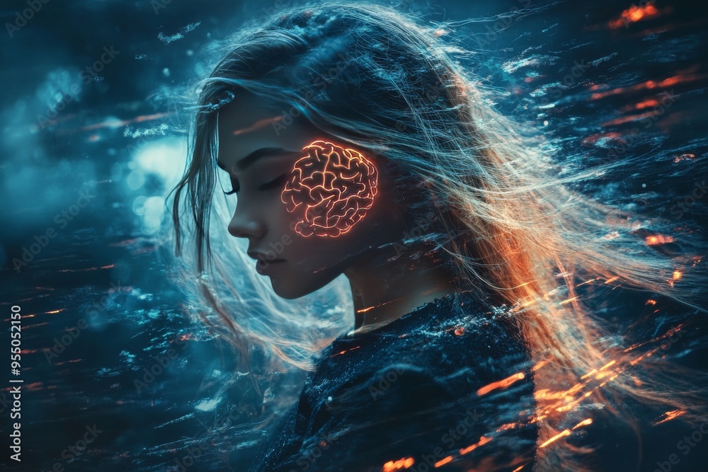 Theory of mind Neural pathways Dynamic woman with glowing neural ...