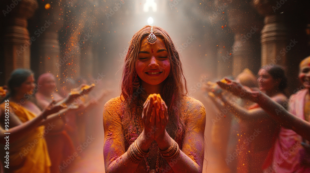 Holi Festival: People throwing and playing with colored powders ...
