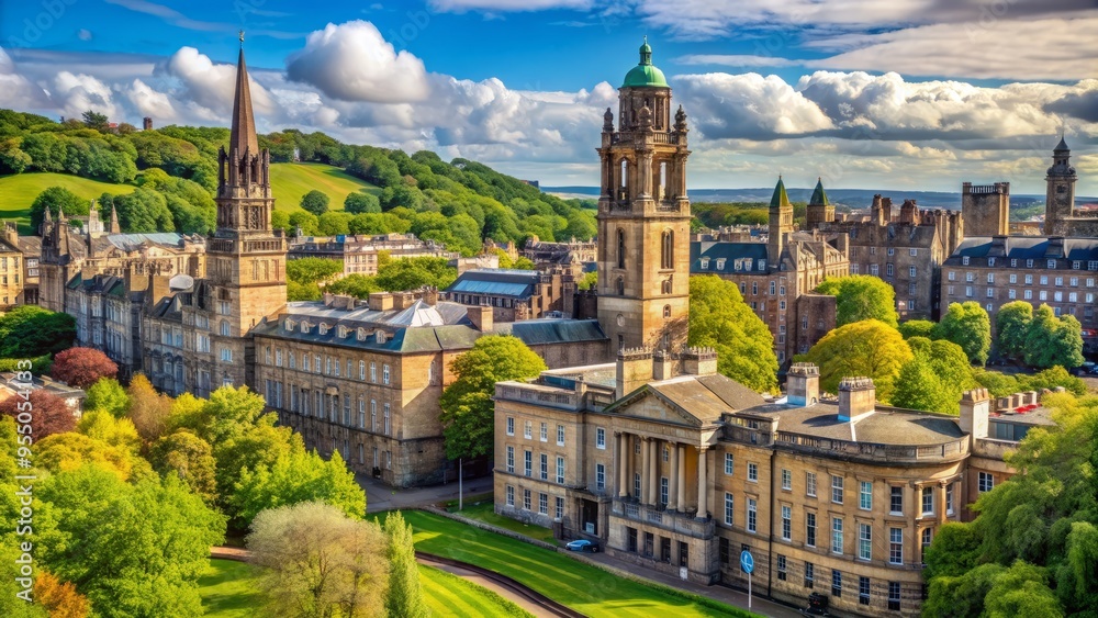 Historic Edinburgh University's grand neoclassical buildings surrounded ...