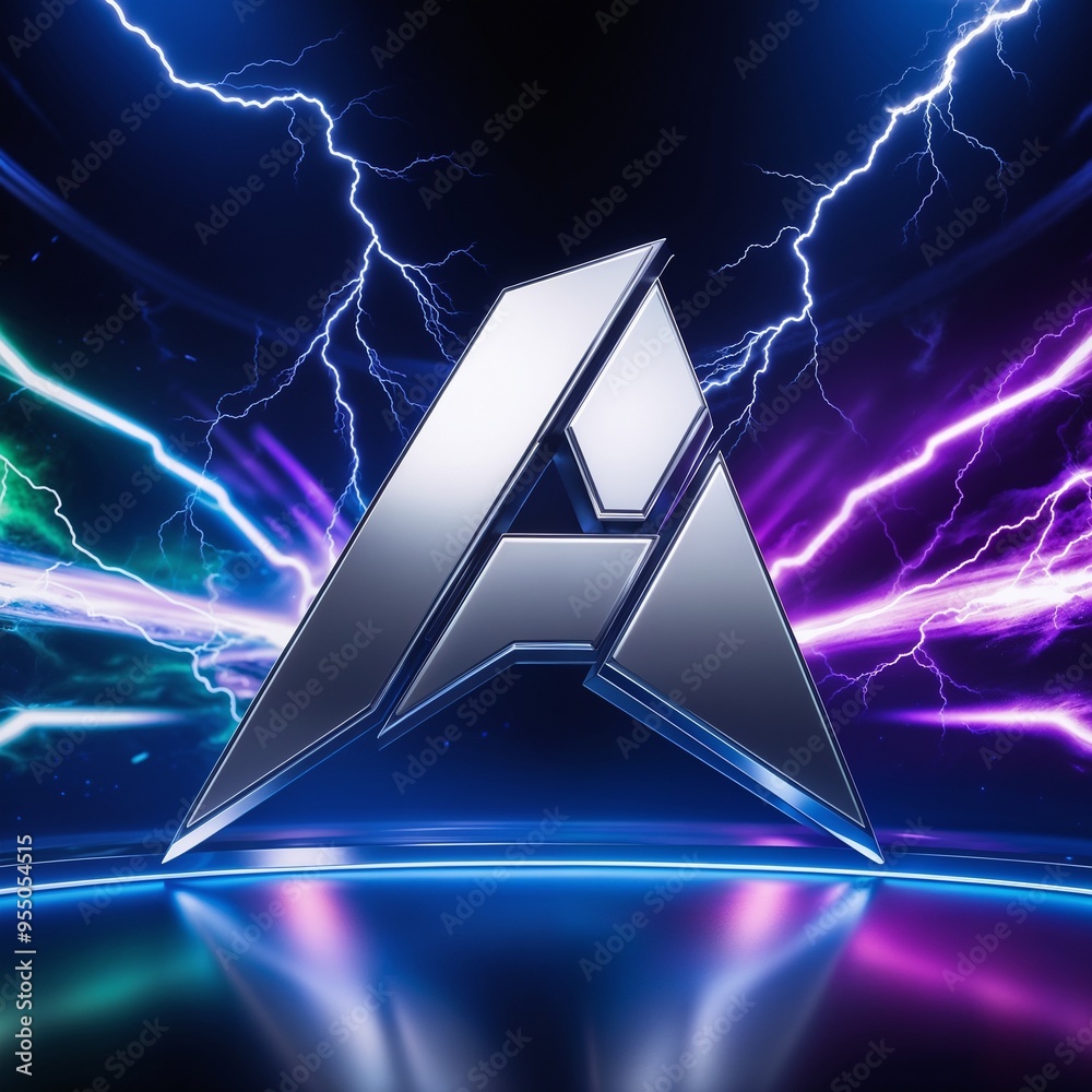 Esports logo with lightning, High-tech versus screen, Dynamic esports ...