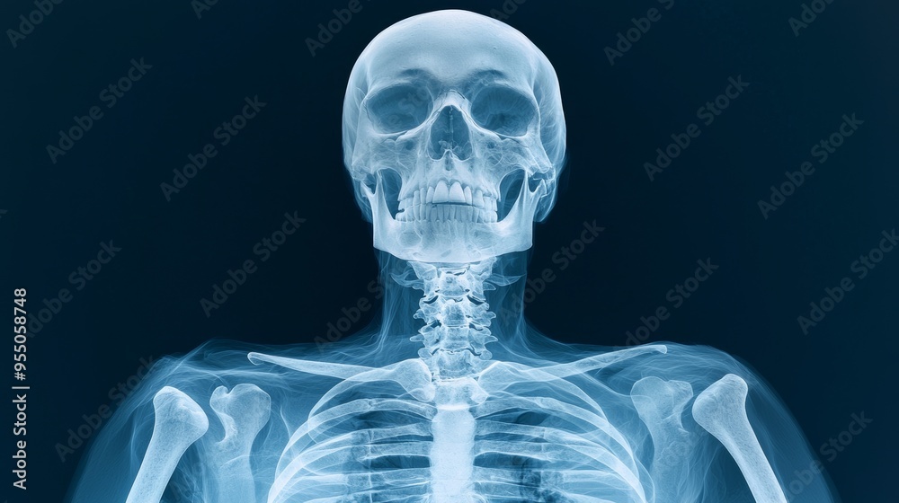Detailed X-ray image of a human skeleton showcasing the structure and ...