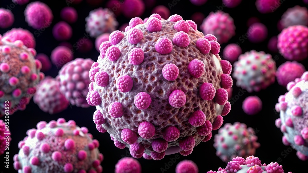 Macro view of a malignant tumor, a mass of abnormal cells, with ...