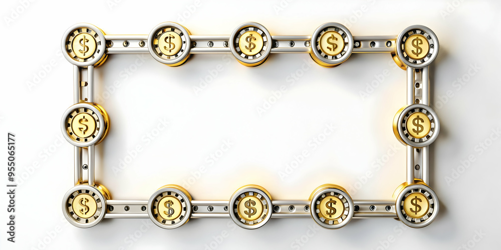 3D AI Automation and Dollar Flow Frame Concept: Futuristic Border Frame ...