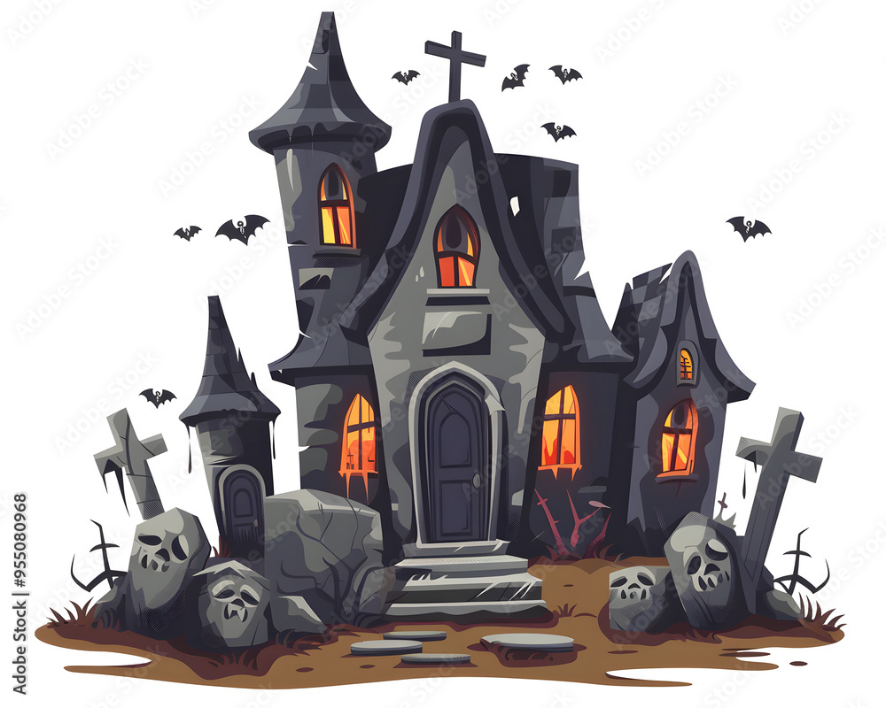 Haunted Mansion Halloween Illustration: A spooky and whimsical ...