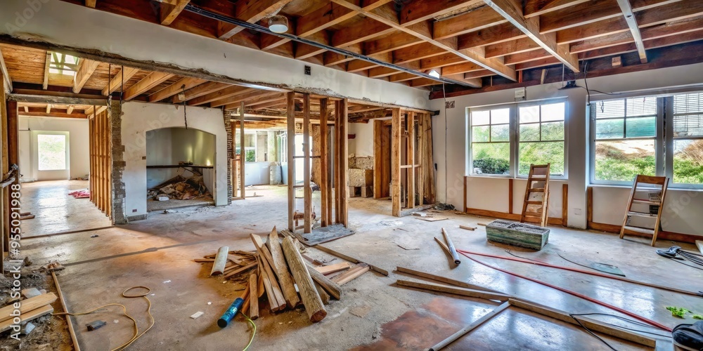 Exhaustive remodel of 1000 sq ft Los Angeles home, walls torn open ...
