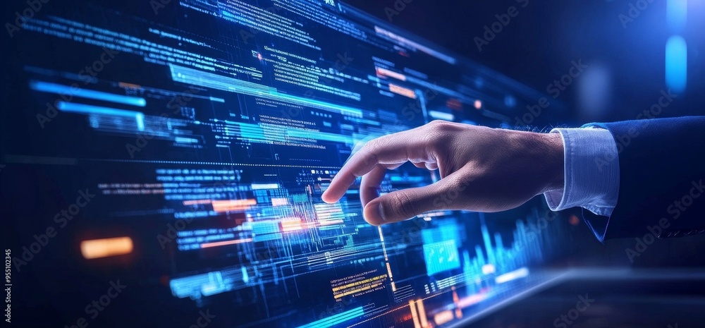 The project manager works on a digital tablet and updates milestones ...