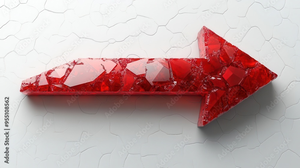 bold 3d red arrow curving upward on stark white background glossy ...