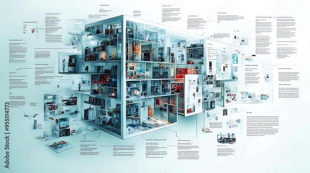 Illustrated mind map editorial design focusing on magazine layouts ...