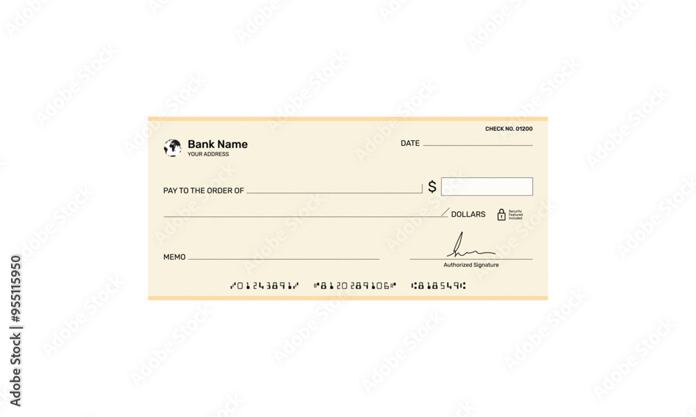 Blank bank check vector, Blank Cheque, Money, Checkbook, Fake mockup ...