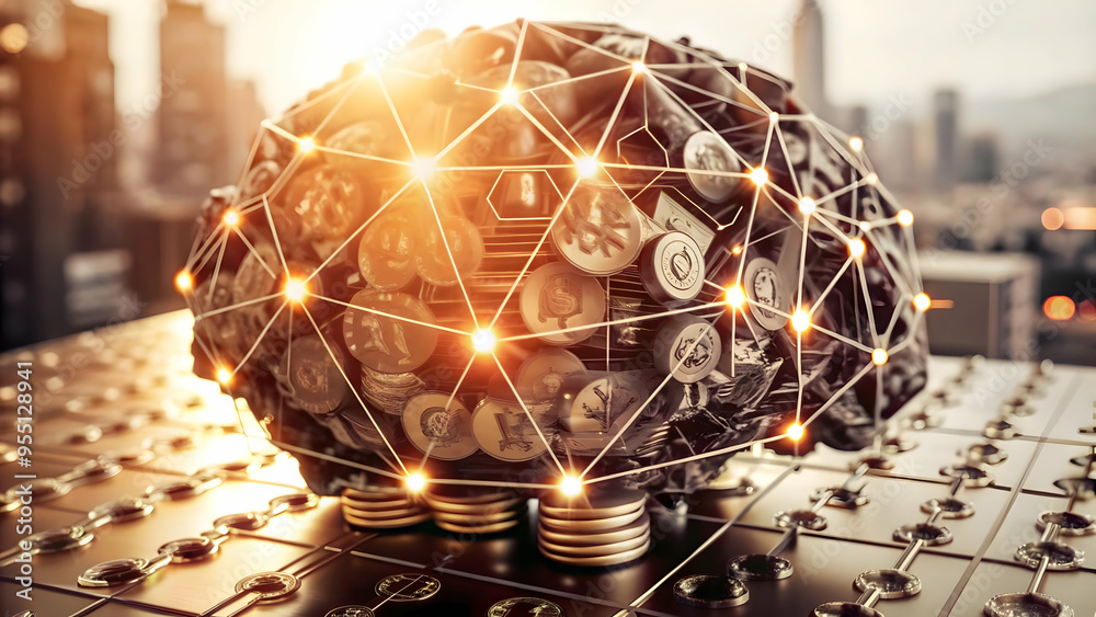 3D AI Neural Network with Cost Efficiency Icon Concept for Financial ...