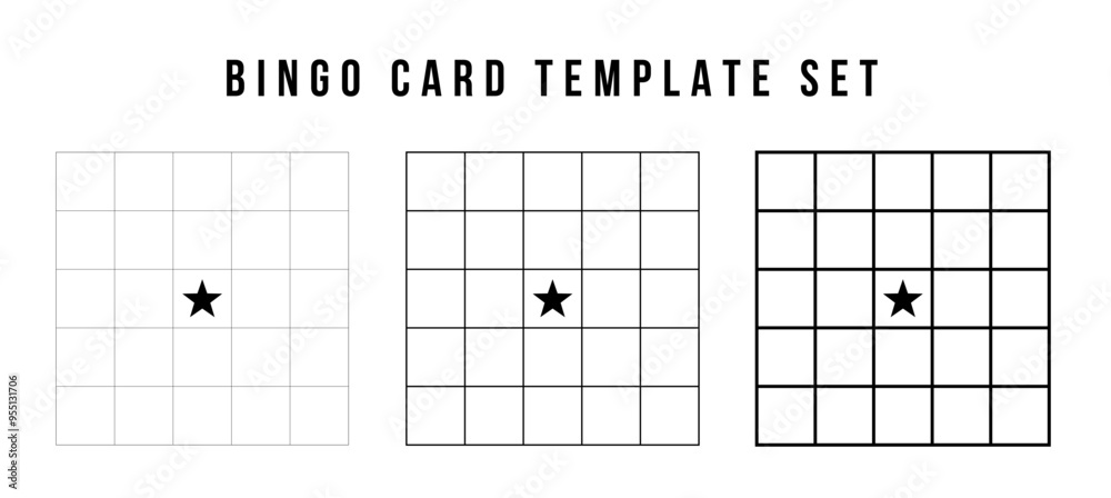 Simple bingo card grid template set. Vector illustration bingo card ...