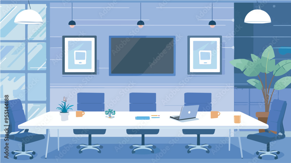 Modern Office Interior Illustration Meeting Room Workspace Design ...