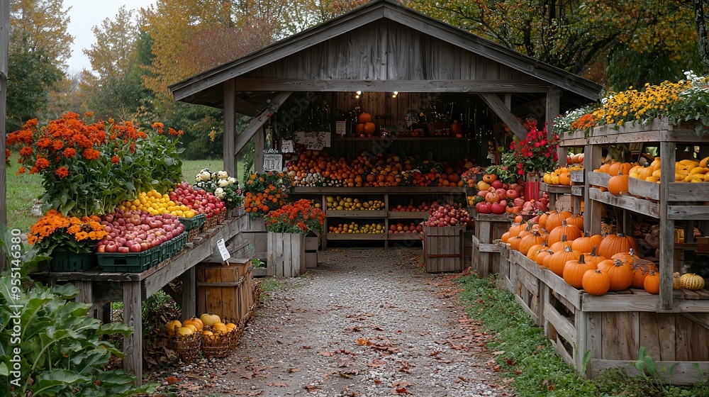Welcoming Autumn Harvest at a Farmstand - Pumpkins, Apples, Gourds, and ...