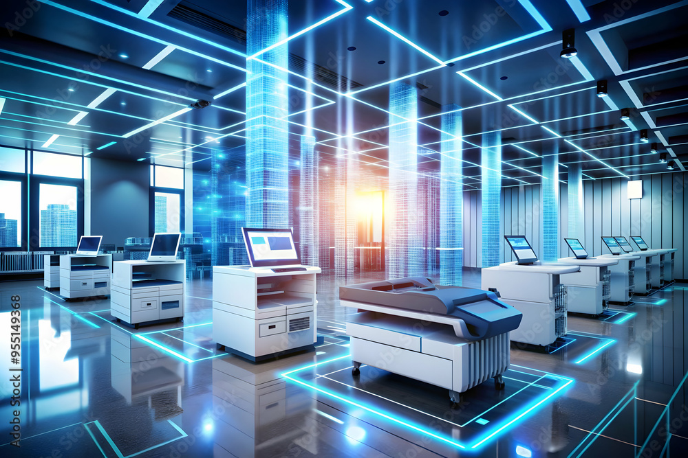 3D AI-Powered Government Office Background Concept with Modern Digital ...