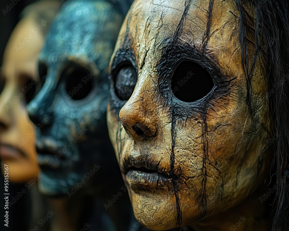 Photo & Art Print Scary face masks with terrifying expressions ...