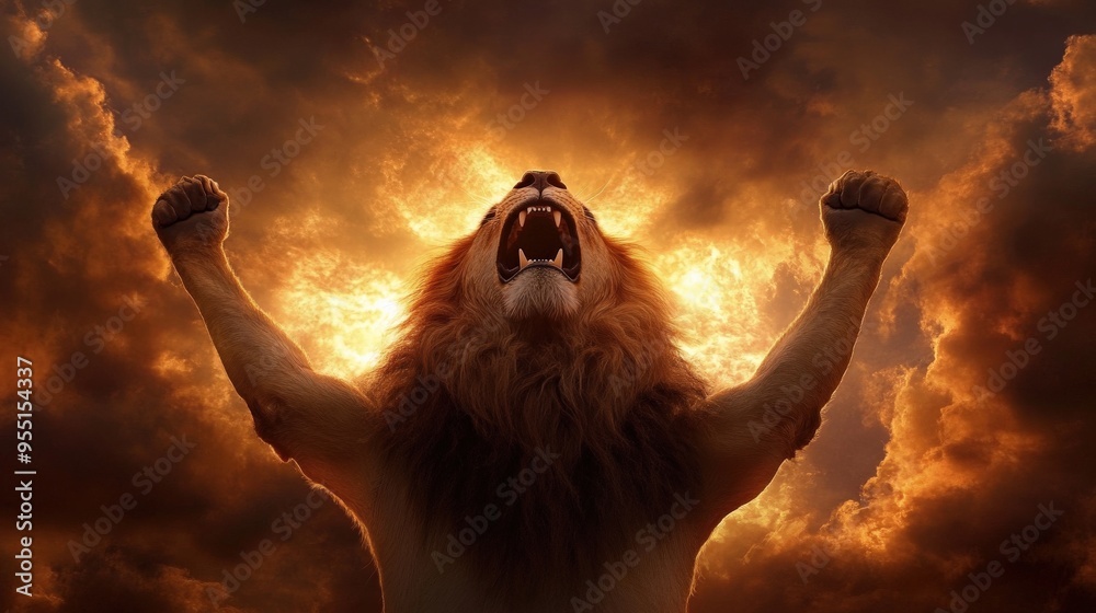 The lion of the tribe of Judah symbolizing His power and victory over ...
