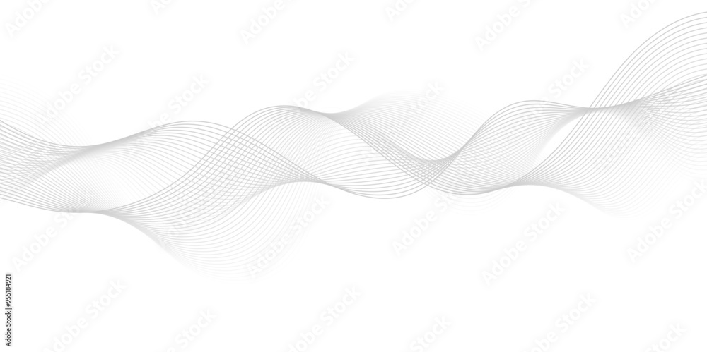 Abstract gray wave dynamic curve lines on transparent background ...