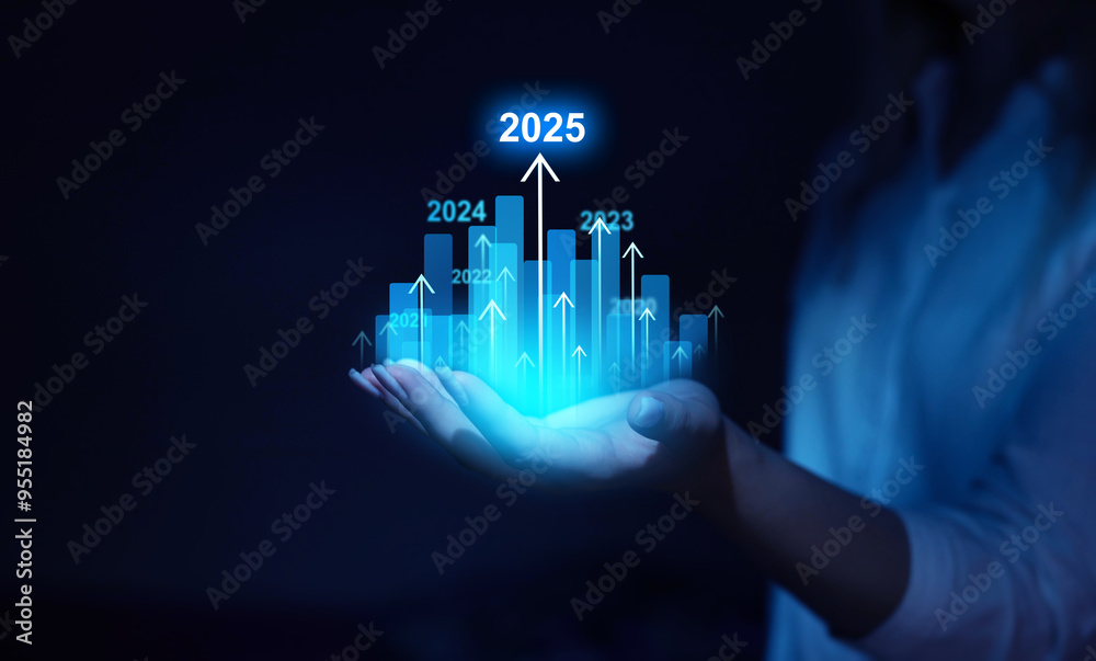 Growth and development chart of company in new year 2025. Development ...