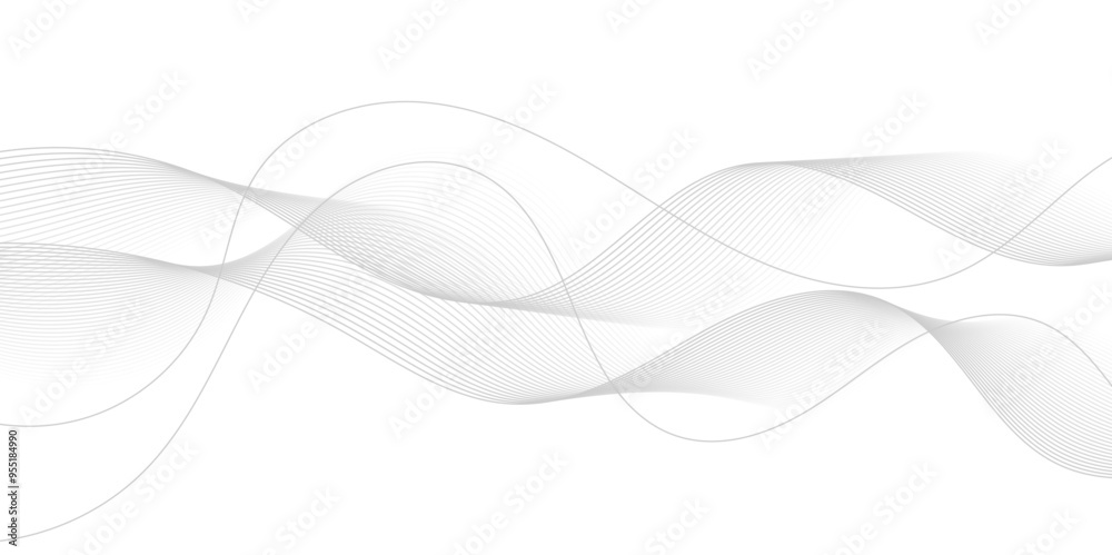 Abstract gray wave dynamic curve lines on transparent background ...