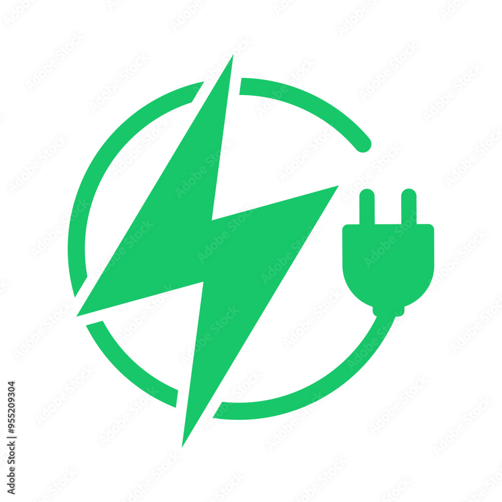 Plug icon symbol and electric car, hybrid vehicle charging point logo ...