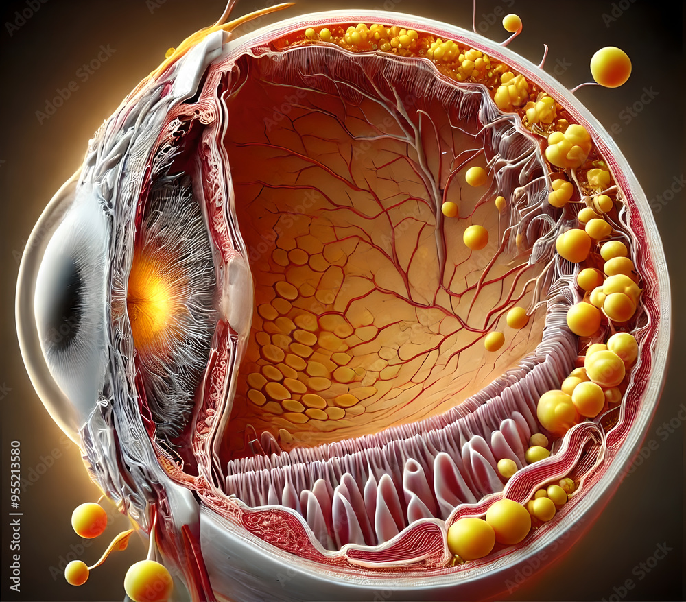 3D Age-related macular degeneration (AMD) in the human eye, focusing on ...
