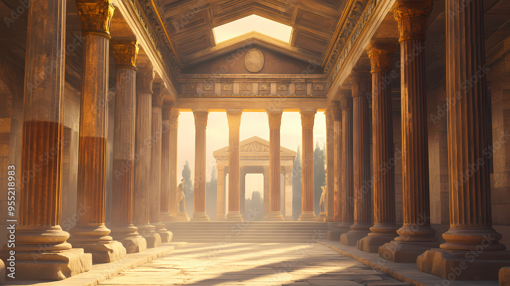 Lifelike greek temple battlefield for battles video game, fighting ...