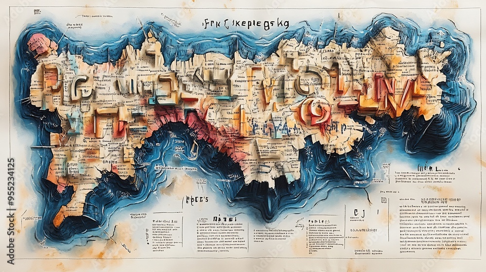 Illustrated mind map typography exploring different font styles kerning ...