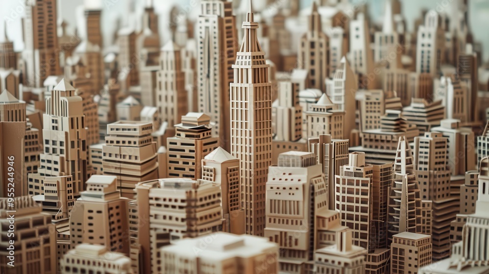 surreal cardboard box transformation unfolding into a miniature ...