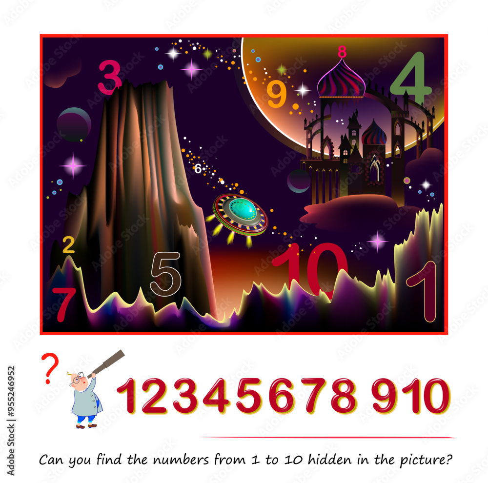 Can you find the numbers from 1 to 10 hidden in the picture? Logic ...