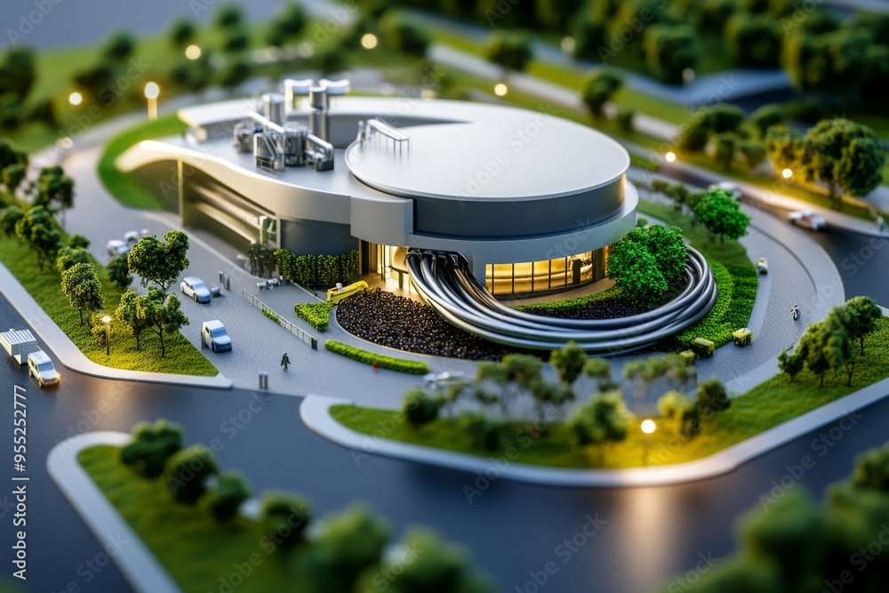 Garbage and eco-friendly waste solutions are illustrated in a detailed ...