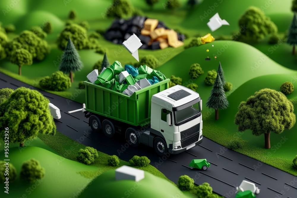 Garbage and environmental impact are depicted in a detailed ...