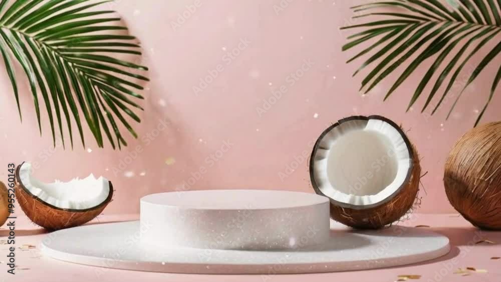 Empty Podium with Fresh Coconut for Product Display and Showcase ...