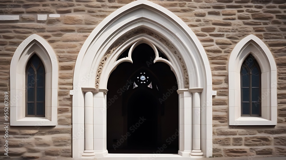 old stone chapel church featuring gothic arch medieval stone window ...