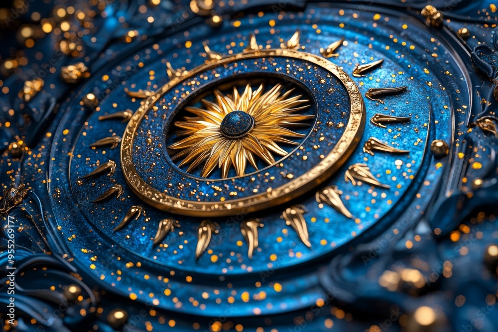 Zodiac signs in a celestial mandala, illustrated in a detailed scene ...