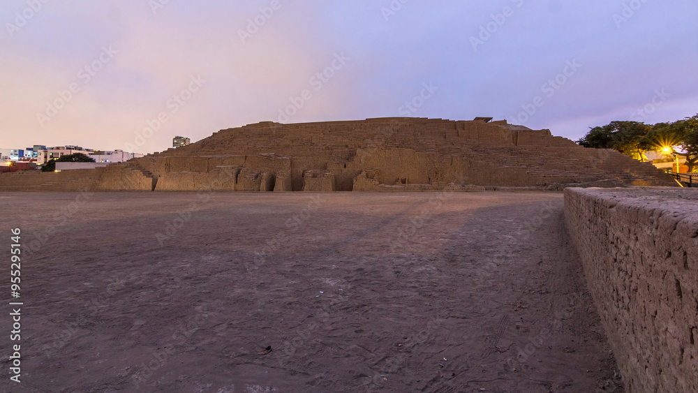 Pyramid of Huaca Pucllana day to night timelapse, pre Inca culture ...