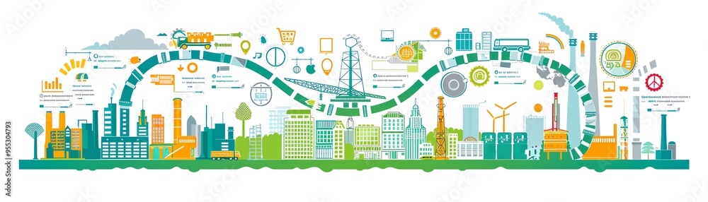 Circular flowchart depicting sustainable industry cycle Stock ...