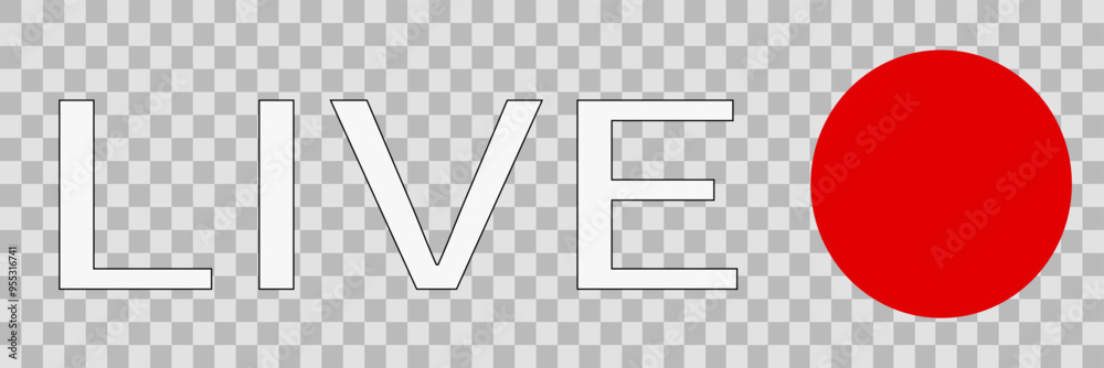 Live streaming set red icons. Play button icon vector, Live broadcast ...