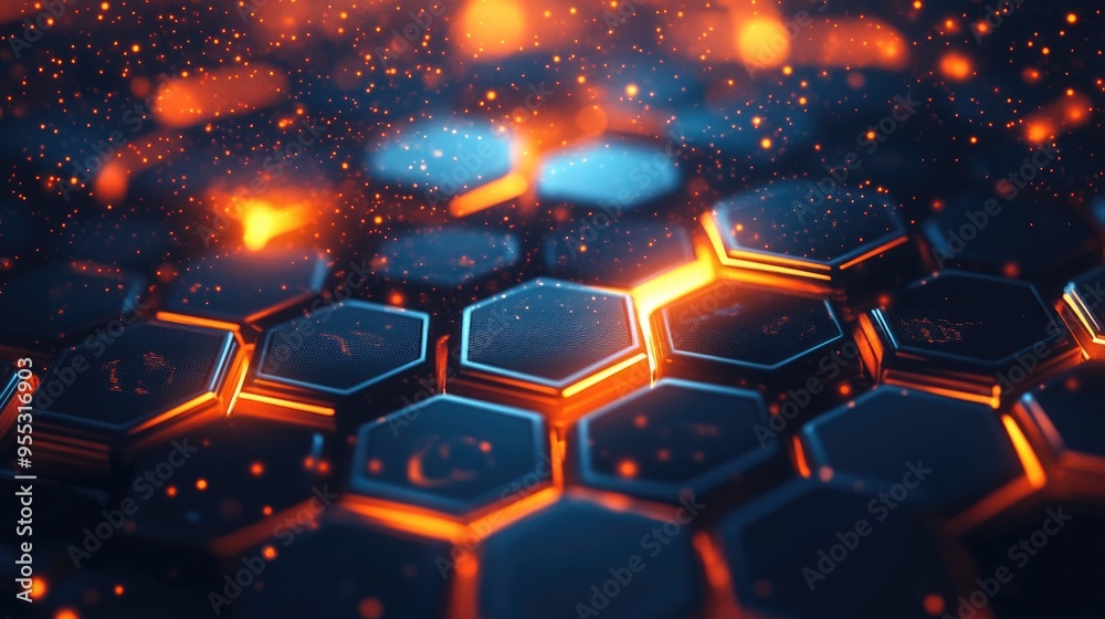 Illuminated Hexagonal 2D Technology Background A Striking ...