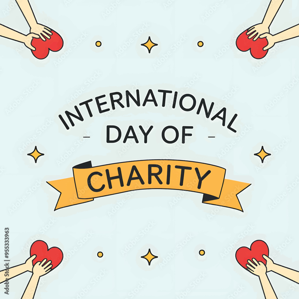 Elegant International Day of Charity logo with hand holding heart ...