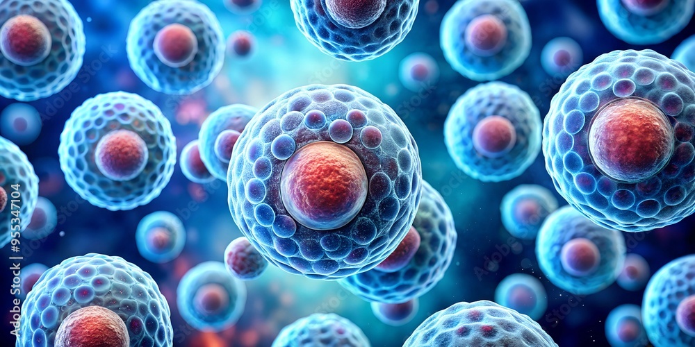 AI-generated wallpaper. Cell division or cloning cells. Stem cells ...