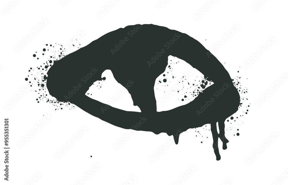 A flat vector illustration of an eye with splatter effects in black and ...