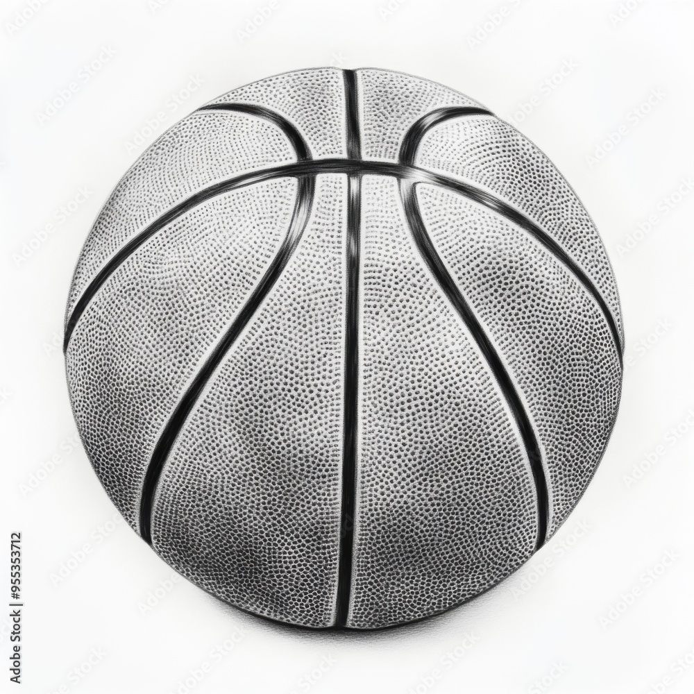 A Detailed Black and White Abstract Basketball Sketch with Intricate ...