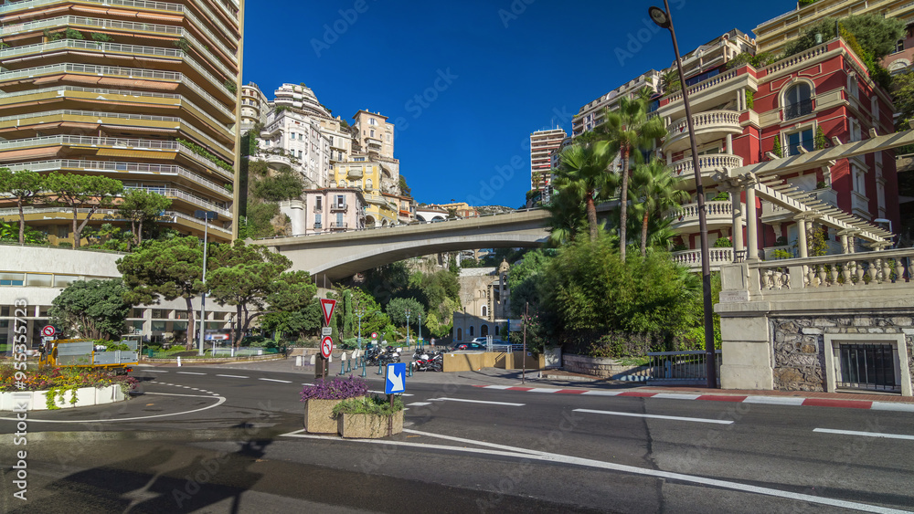 Poster Monaco church Sainte Devote bridge principality mountain city ...