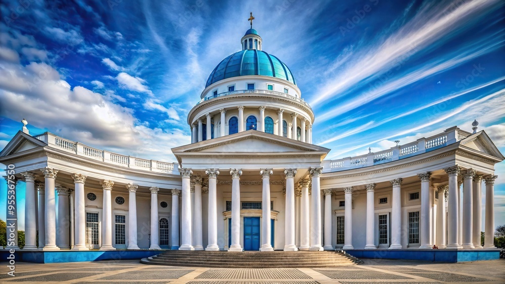 Neoclassical architecture with columns and dome Stock Illustration ...